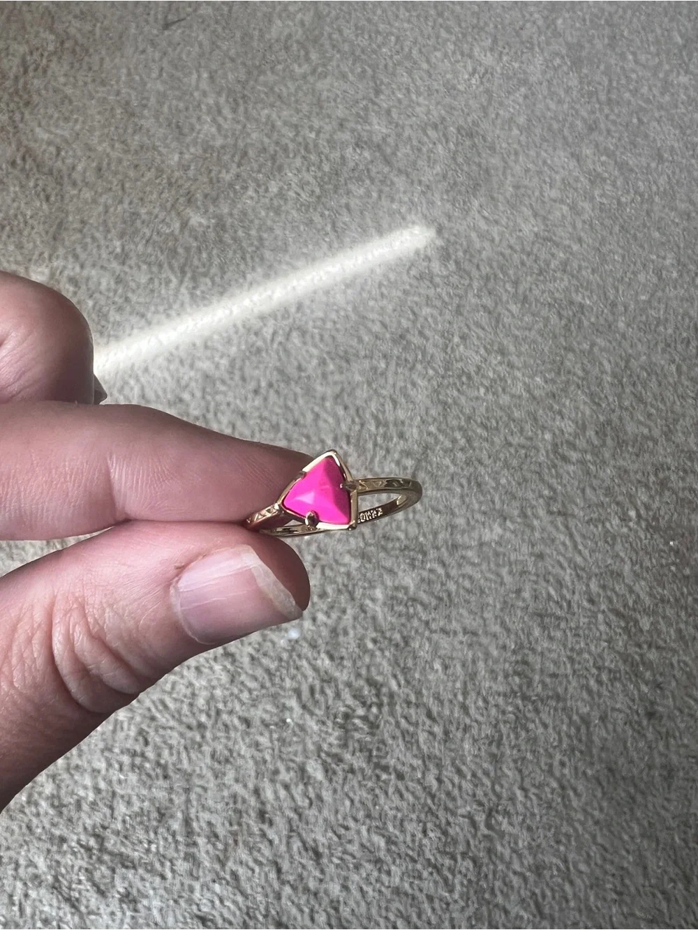 Kendra Scott | Jewelry | Kendra Scott Gold Ring With Hot Pink Triangle ...